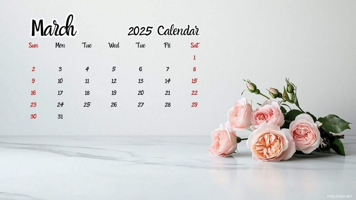 March 2025 Calendar Desktop Backgrounds - PixelsTalk