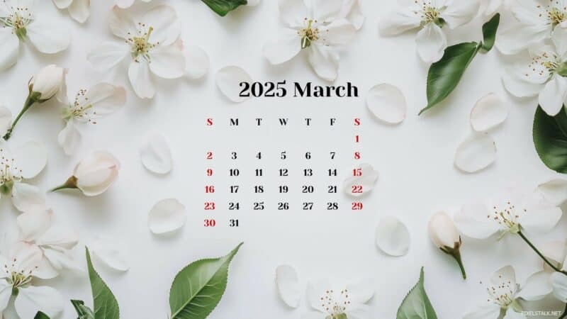 March 2025 Calendar Desktop Backgrounds - PixelsTalk