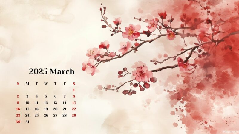 March 2025 Calendar Desktop Backgrounds - PixelsTalk