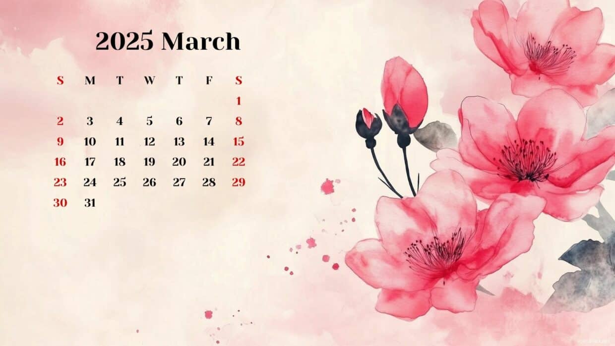 March 2025 Calendar Desktop Backgrounds - PixelsTalk