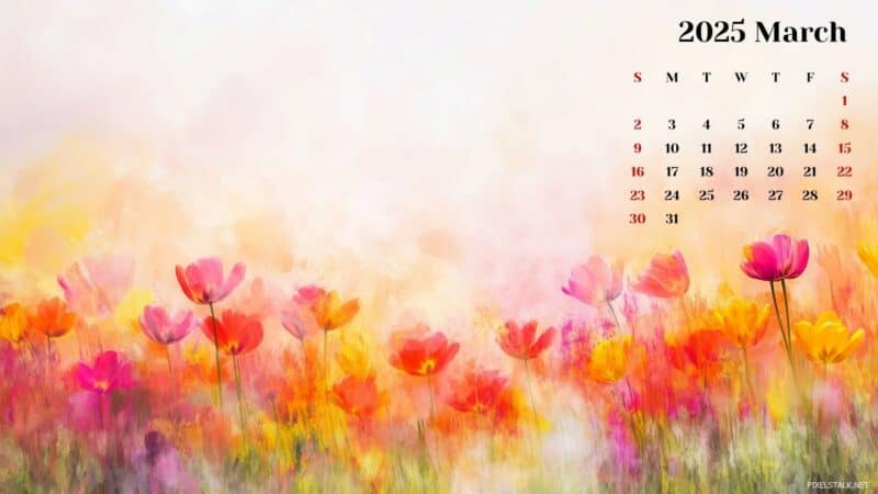 March 2025 Calendar Desktop Wallpapers - PixelsTalk