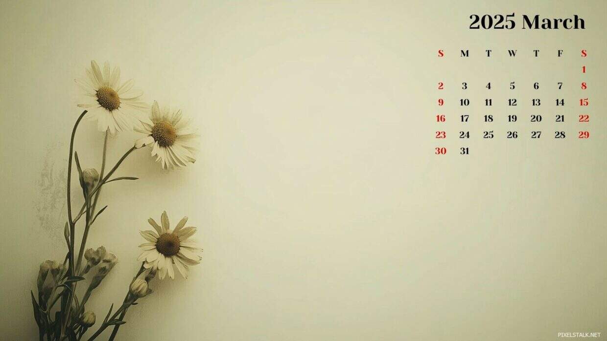 March 2025 Calendar Desktop Wallpapers - PixelsTalk