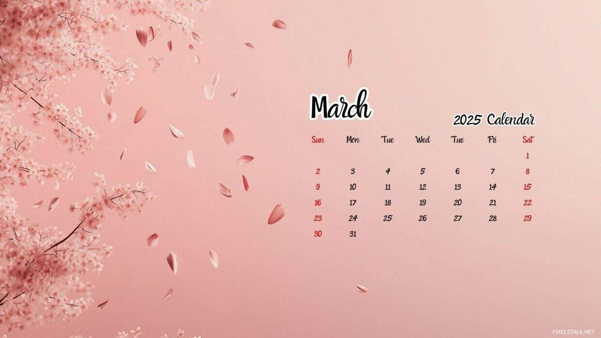 March 2025 Calendar Desktop Wallpapers - PixelsTalk