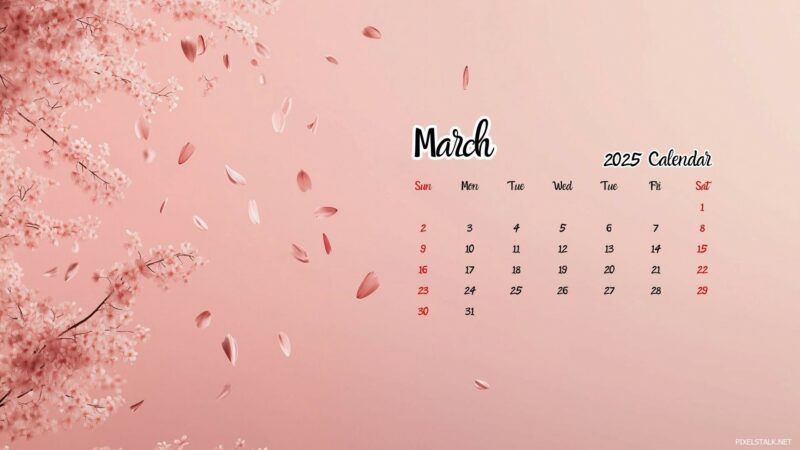 March 2025 Calendar Desktop Wallpapers - PixelsTalk