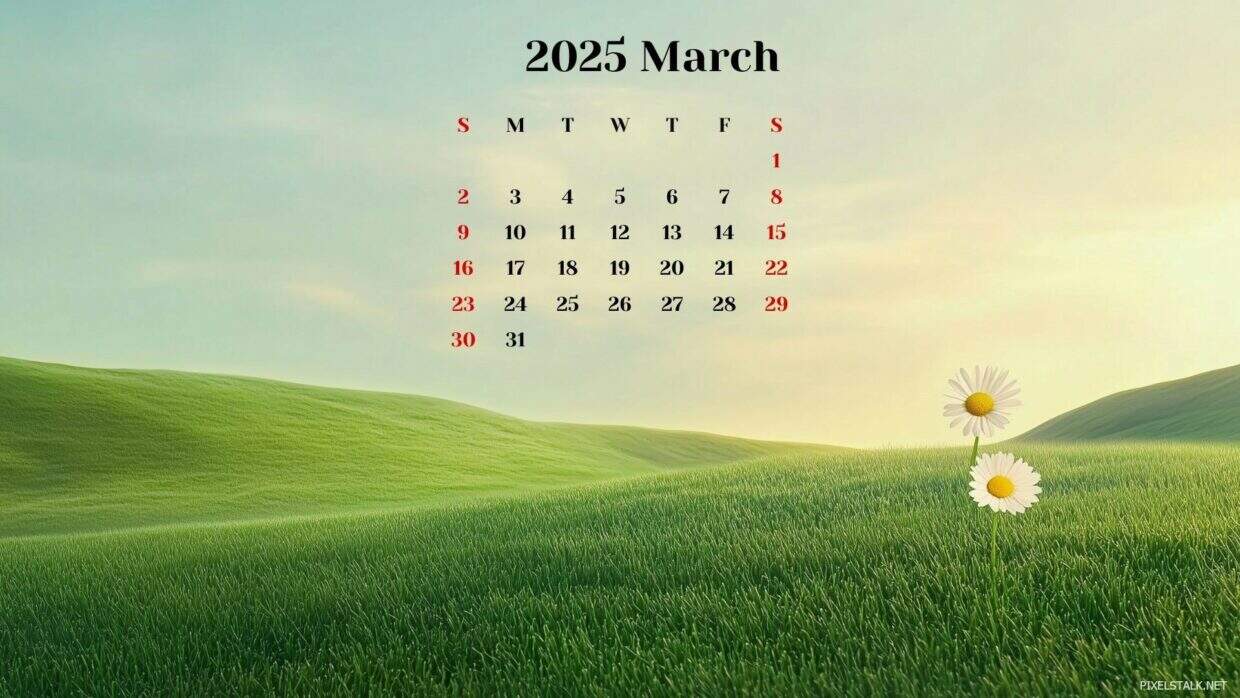 March 2025 Calendar Wallpaper HD - PixelsTalk