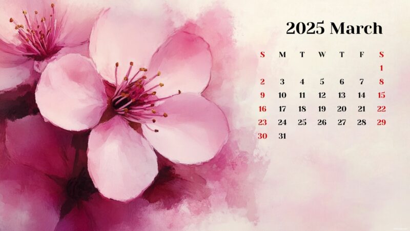 March 2025 Calendar Wallpaper HD - PixelsTalk
