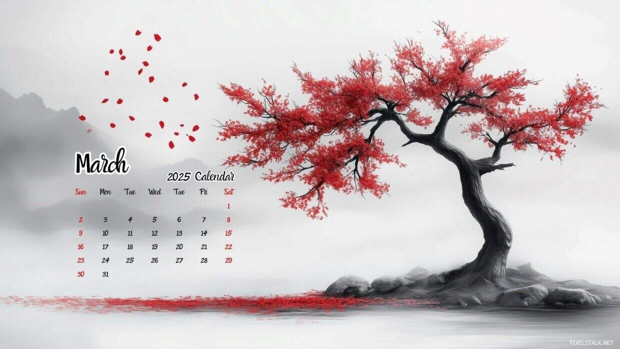 March 2025 Calendar Desktop Wallpapers - PixelsTalk