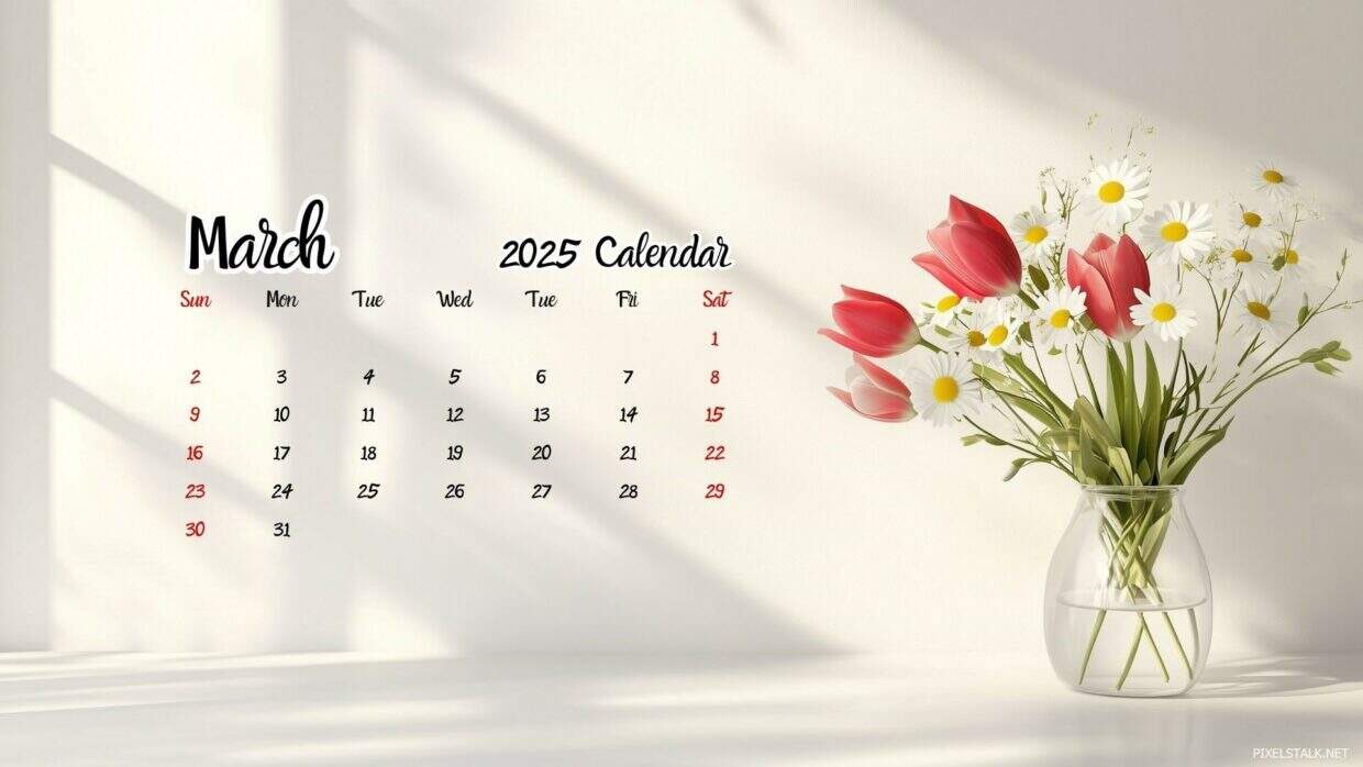 March 2025 Calendar Desktop Wallpapers - PixelsTalk