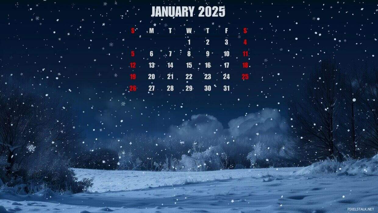 2025 January Calendar Desktop Backgrounds - PixelsTalk