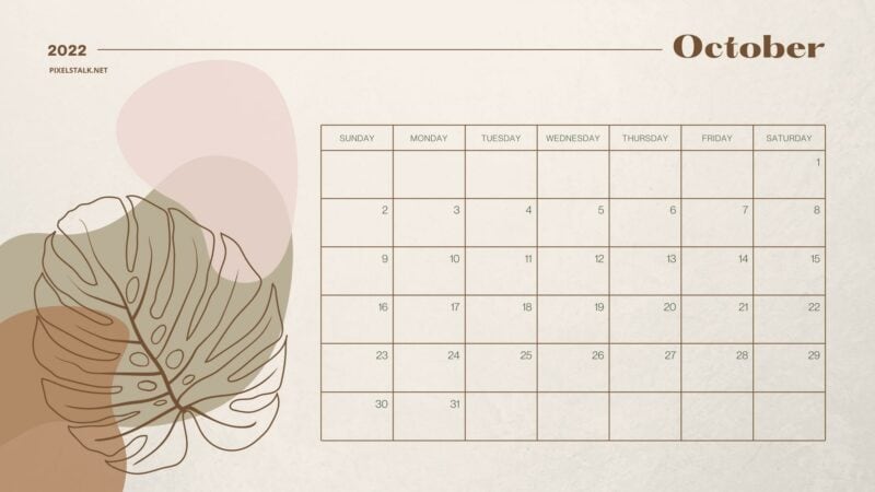 October 2022 Calendar Wallpapers HD Desktop - PixelsTalk