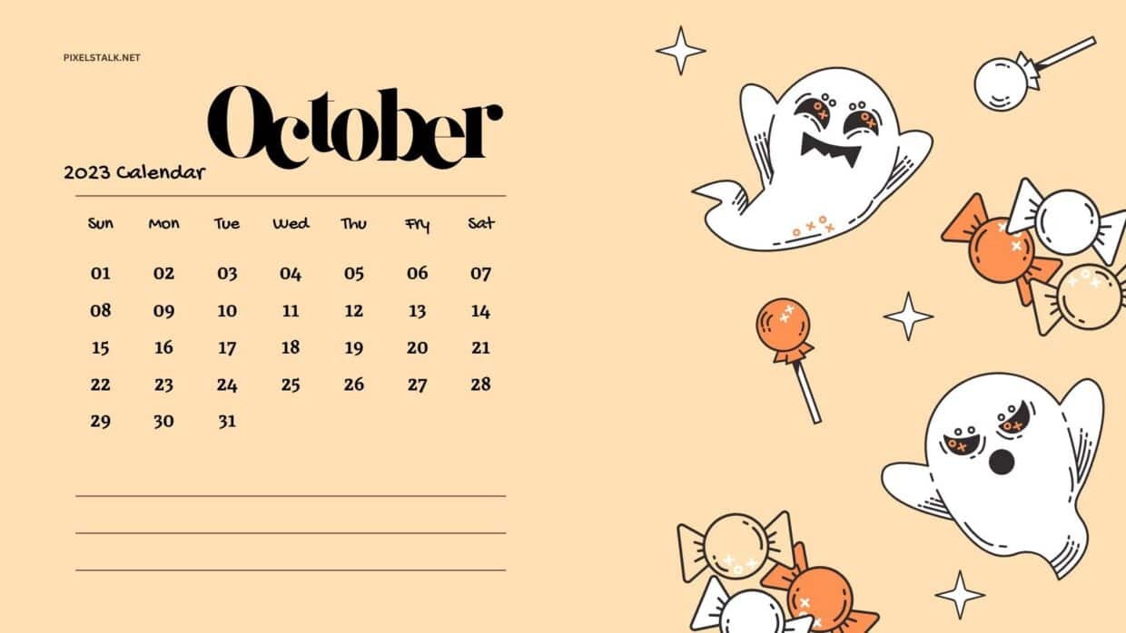 October 2023 Calendar Background for Desktop - PixelsTalk