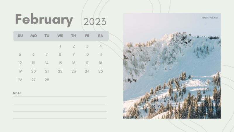 February 2023 Calendar Background for Desktop - PixelsTalk