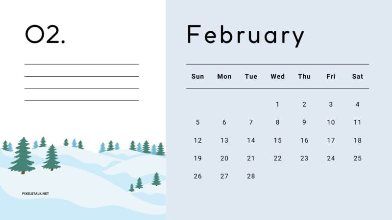 February 2023 Calendar Background for Desktop - PixelsTalk
