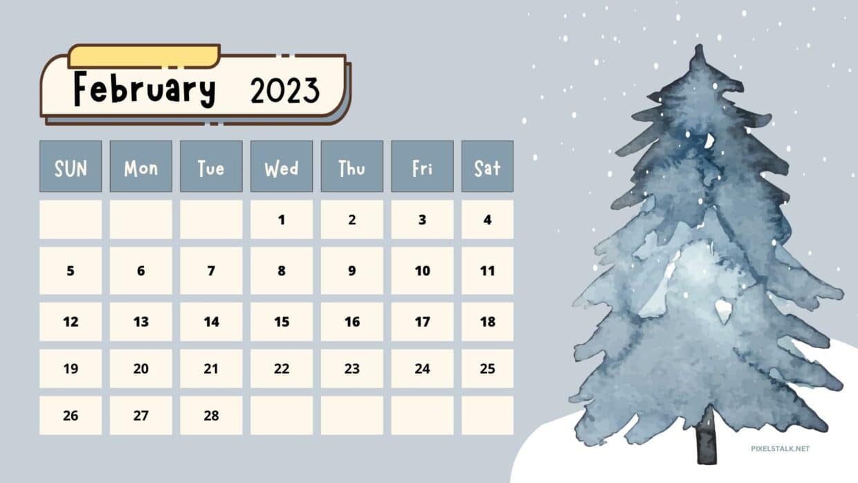 February 2023 Calendar Background for Desktop - PixelsTalk