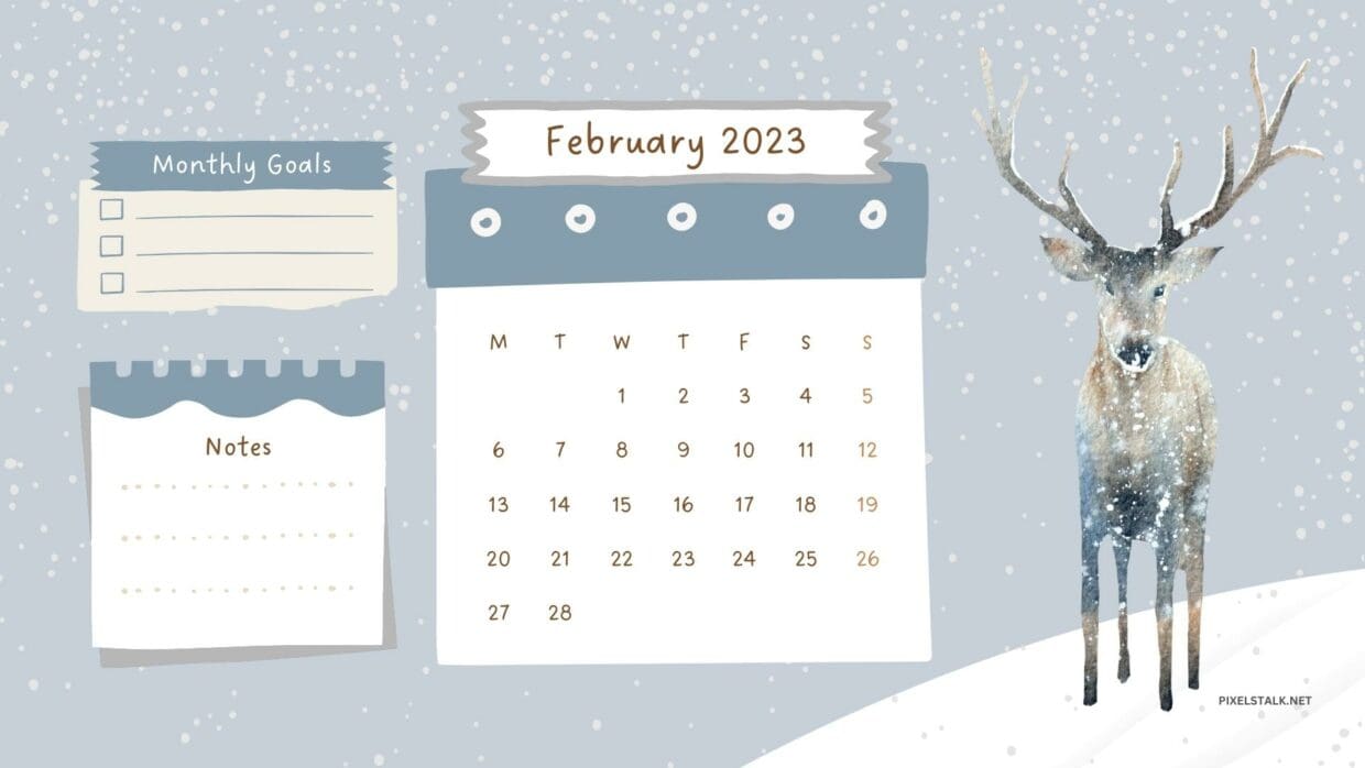 February 2023 Calendar Background for Desktop - PixelsTalk