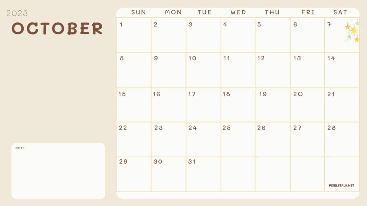 October 2023 Calendar Desktop Wallpapers - PixelsTalk