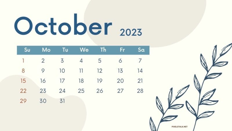 October 2023 Calendar Desktop Wallpapers - PixelsTalk