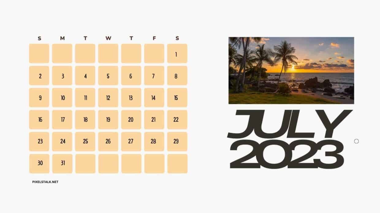 July 2023 Calendar Background for Desktop - PixelsTalk