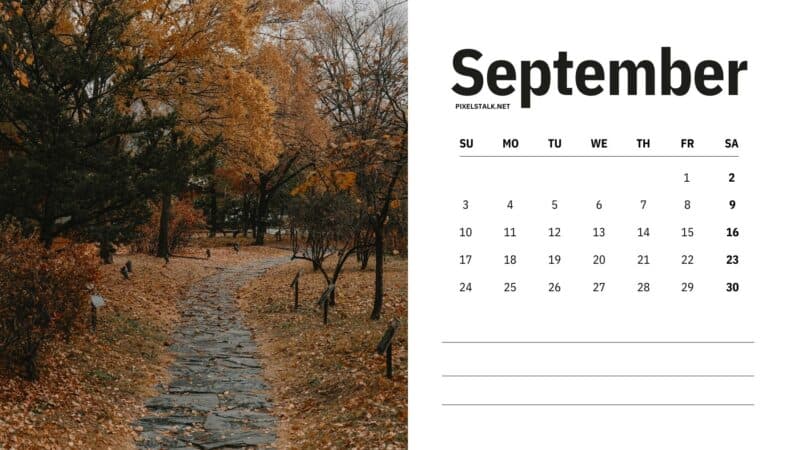 September 2023 Calendar Desktop Wallpapers - PixelsTalk