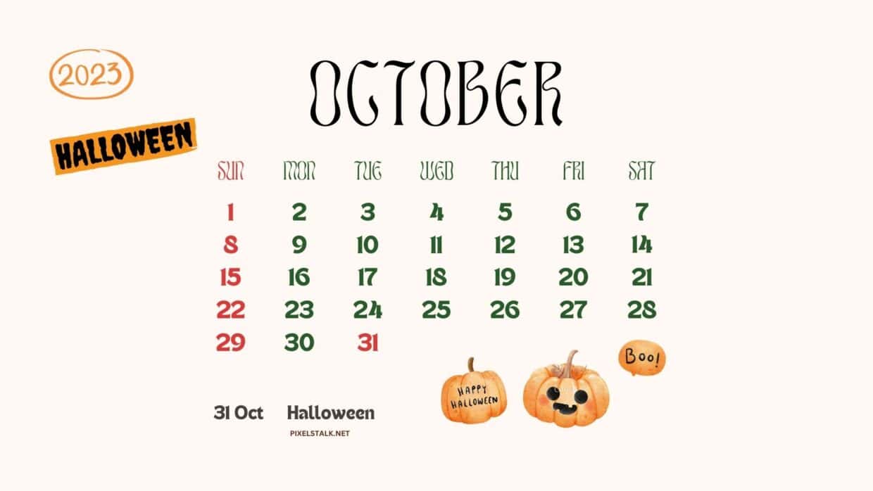 October 2023 Calendar Desktop Wallpapers - PixelsTalk