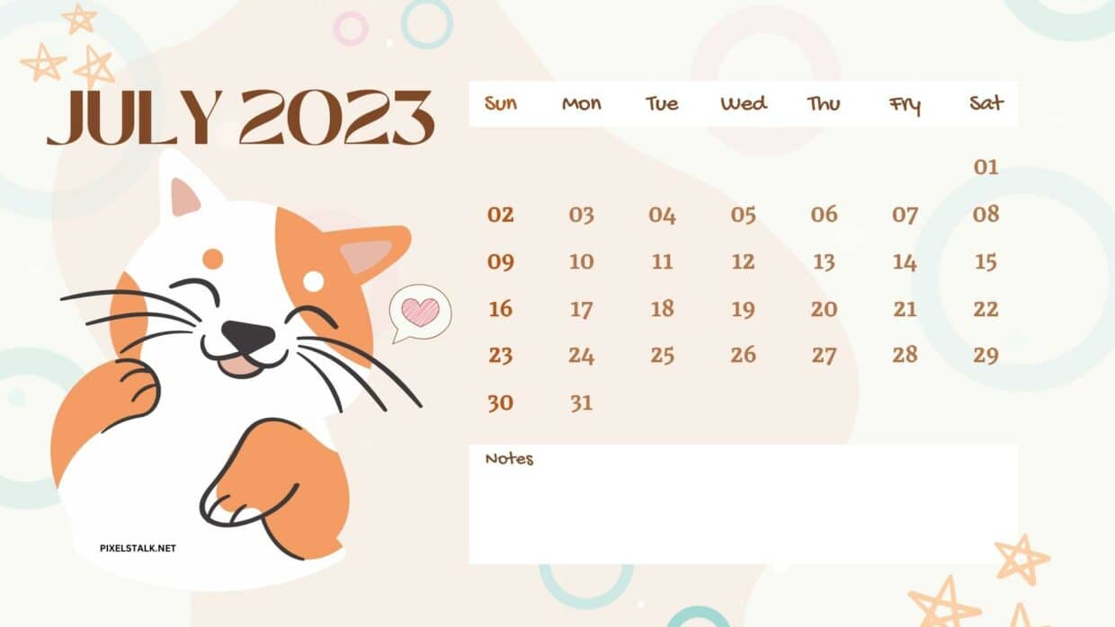 July 2023 Calendar Background for Desktop - PixelsTalk