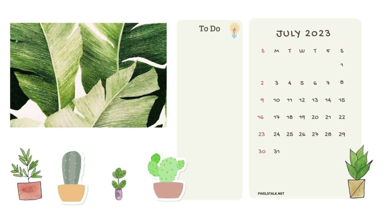 July 2023 Calendar Background for Desktop - PixelsTalk