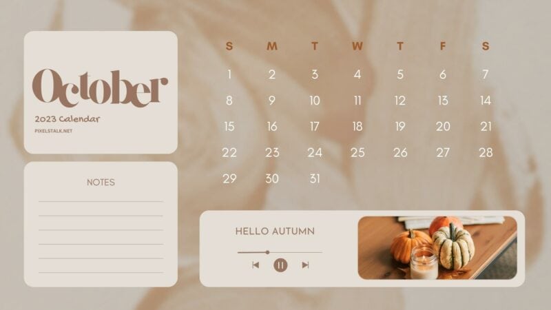 October 2023 Calendar Desktop Wallpapers - PixelsTalk