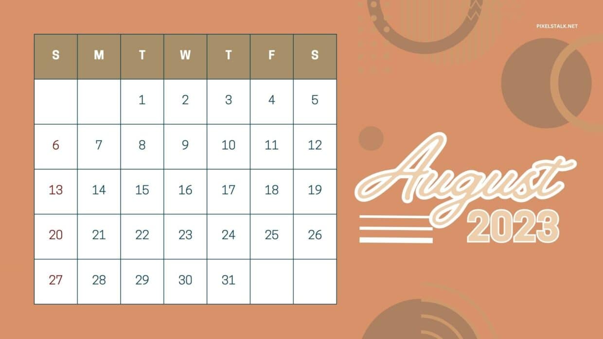 August 2023 Calendar Wallpapers HD - PixelsTalk