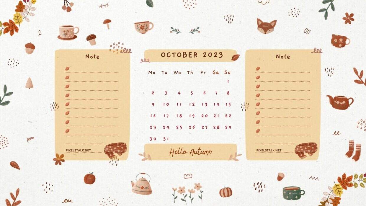 October 2023 Calendar Backgrounds for Desktop - PixelsTalk