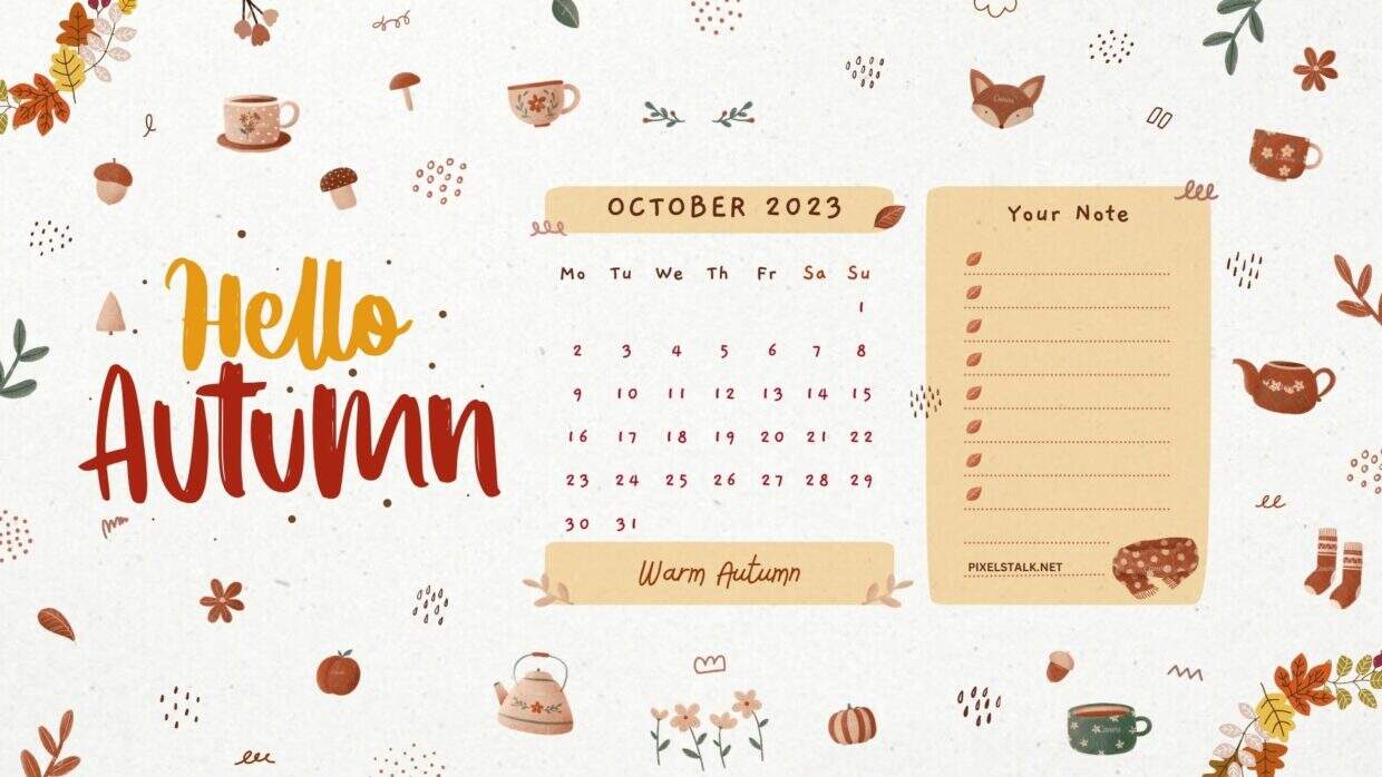 October 2023 Calendar Backgrounds for Desktop - PixelsTalk
