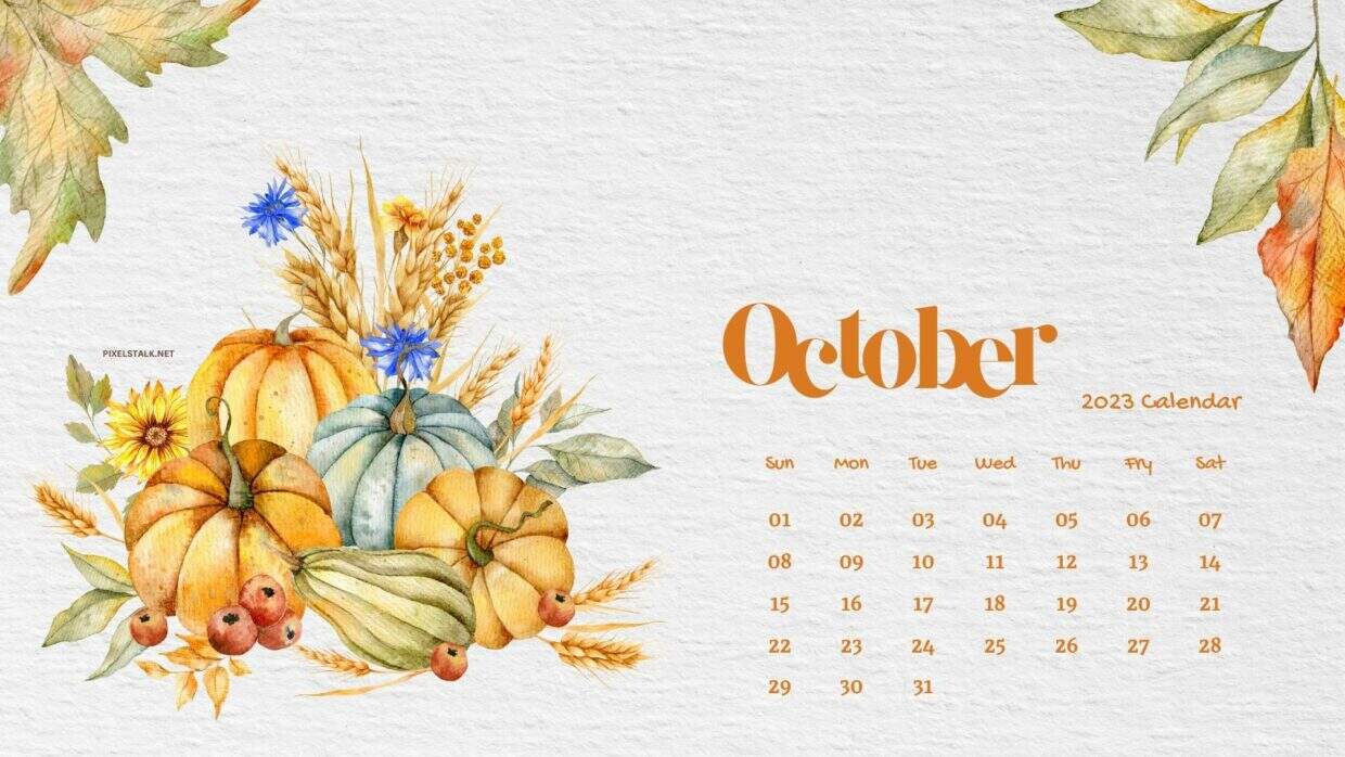 October 2023 Calendar Background for Desktop - PixelsTalk