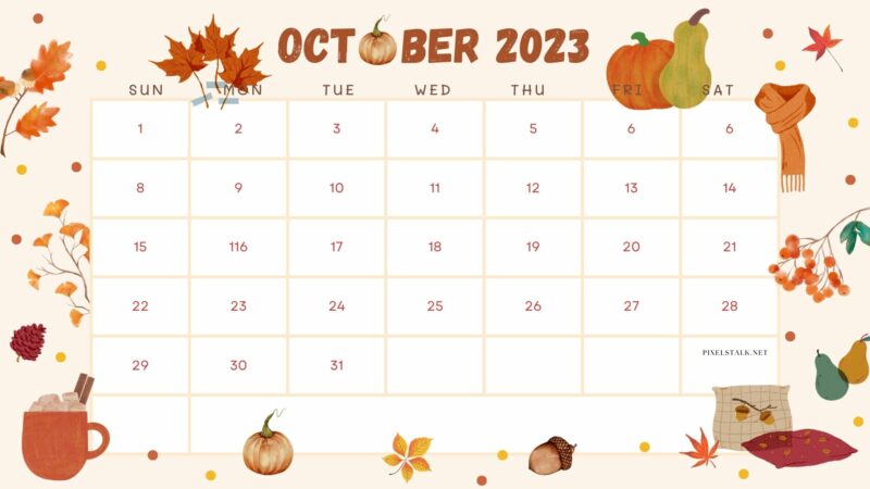 October 2023 Calendar Desktop Wallpapers - PixelsTalk