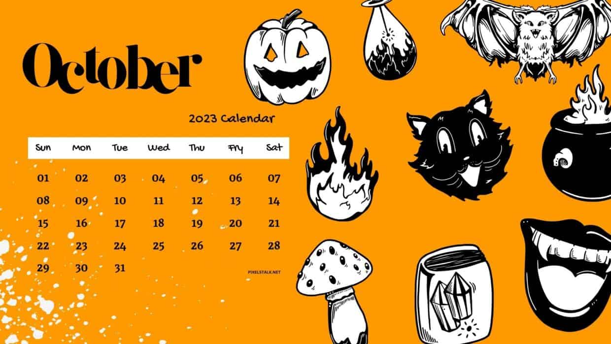 October 2023 Calendar Desktop Wallpapers - PixelsTalk