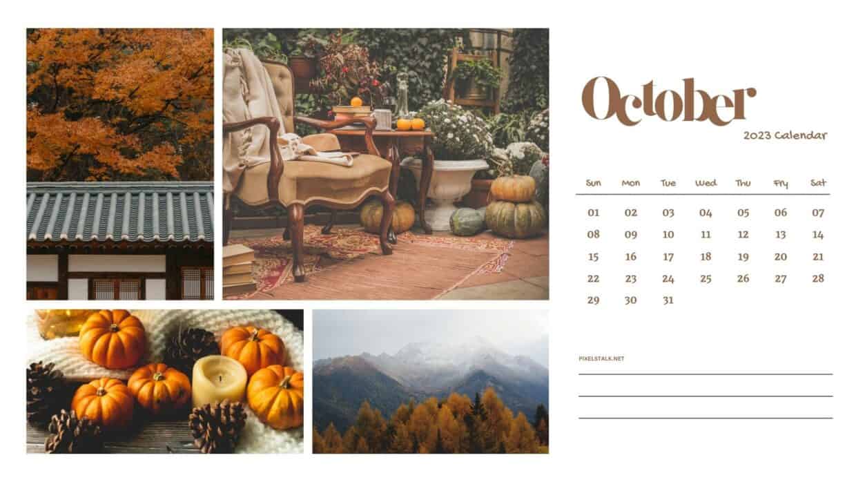 October 2023 Calendar Desktop Wallpapers - PixelsTalk