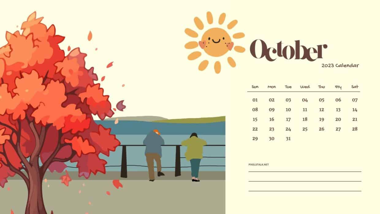 October 2023 Calendar Desktop Wallpapers - PixelsTalk