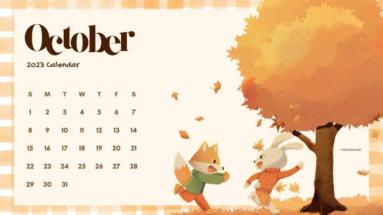 October 2023 Calendar Desktop Wallpapers - PixelsTalk