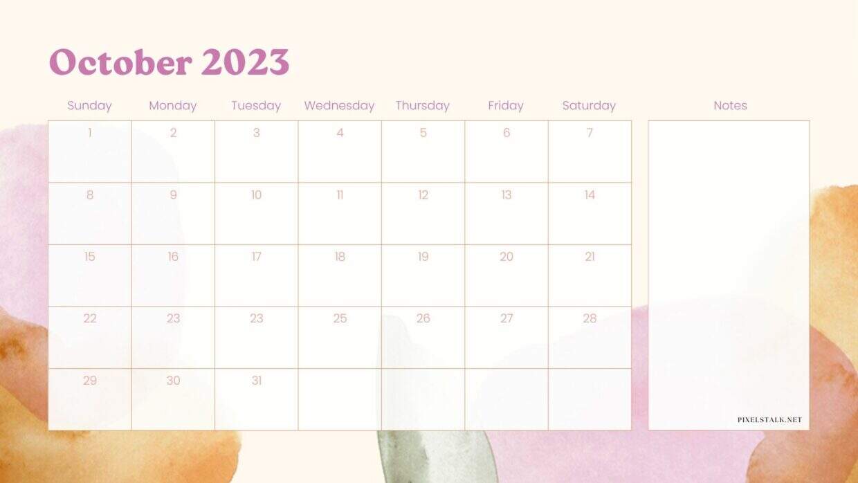 October 2023 Calendar Desktop Wallpapers - PixelsTalk