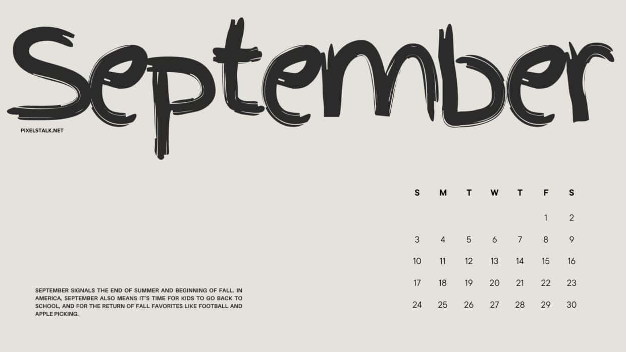 September 2023 Calendar Desktop Wallpapers - PixelsTalk