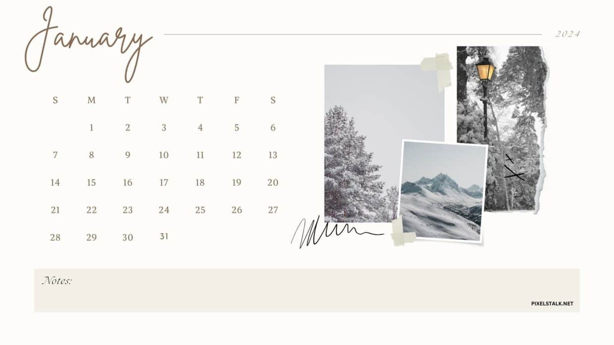 January 2024 Calendar Desktop Wallpapers - PixelsTalk