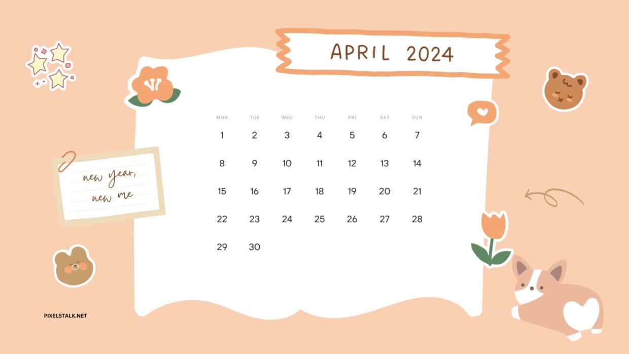 April 2024 Calendar Desktop Wallpapers - PixelsTalk