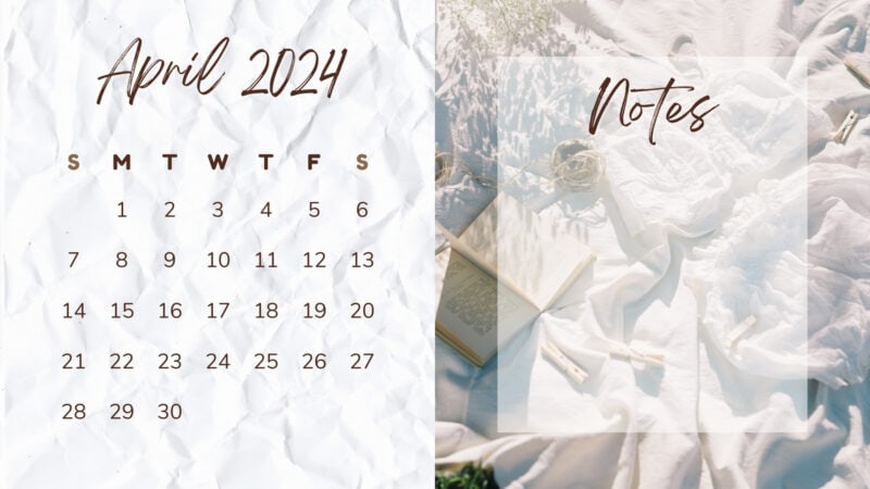 April 2024 Calendar Desktop Wallpapers - PixelsTalk