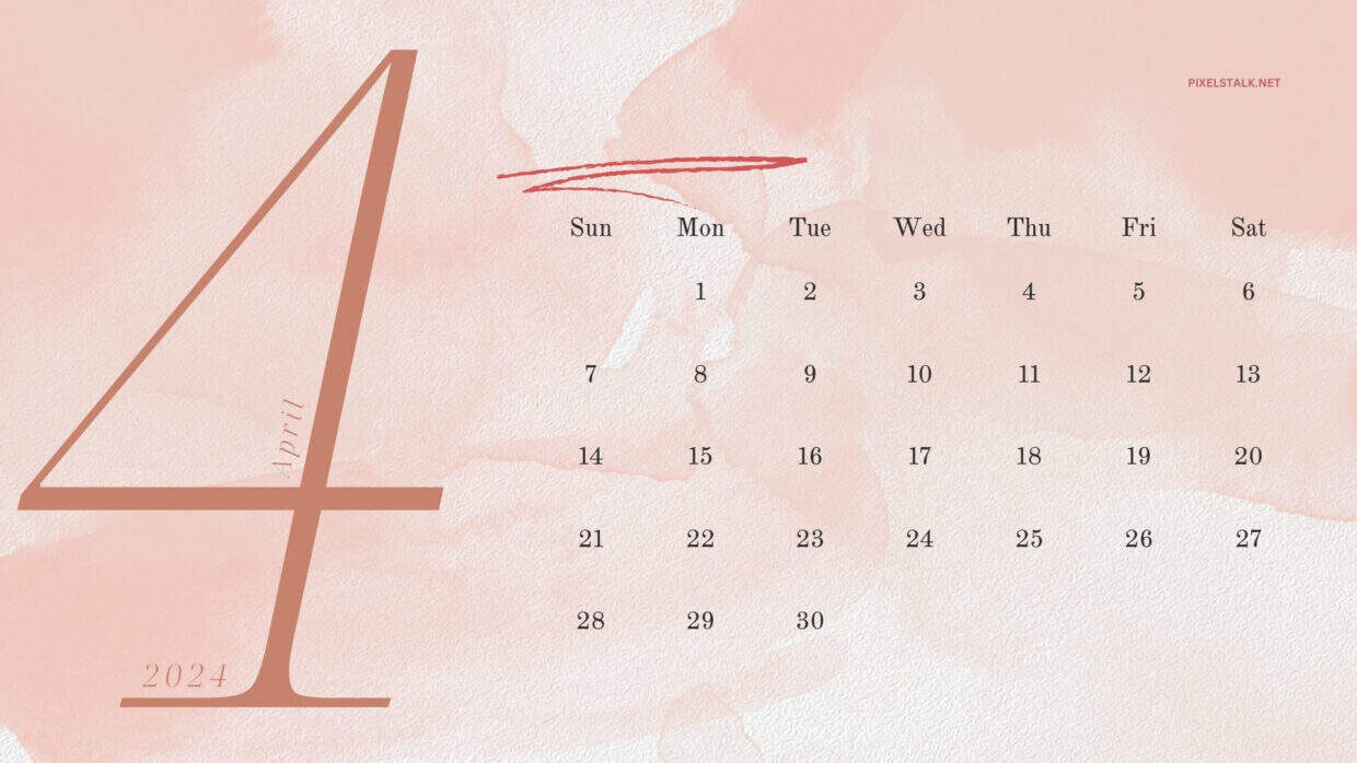 April 2024 Calendar Desktop Wallpapers - PixelsTalk