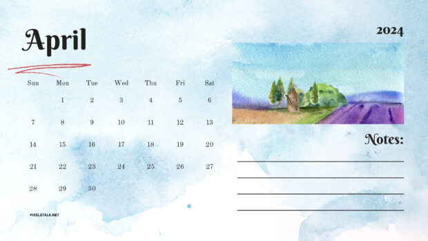 April 2024 Calendar Desktop Wallpapers - PixelsTalk