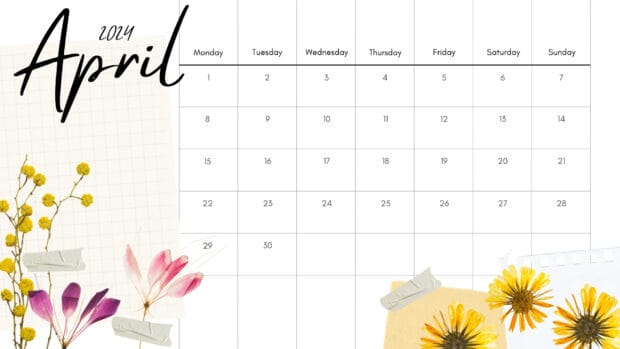 April 2024 Calendar Desktop Wallpapers - PixelsTalk