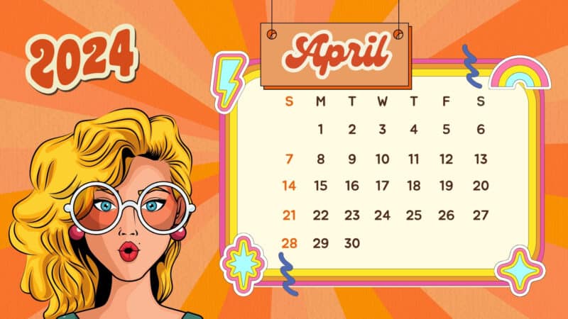 April 2024 Calendar Desktop Wallpapers - PixelsTalk