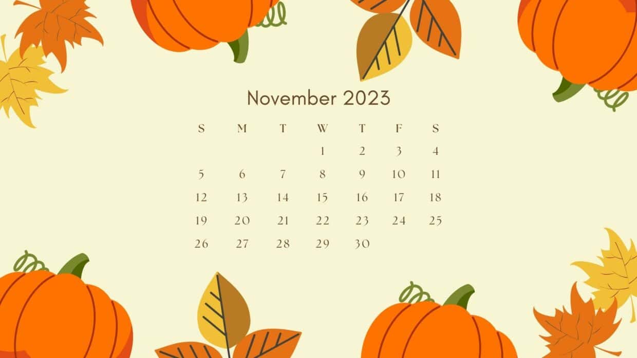 November 2023 Calendar Desktop Wallpapers - PixelsTalk