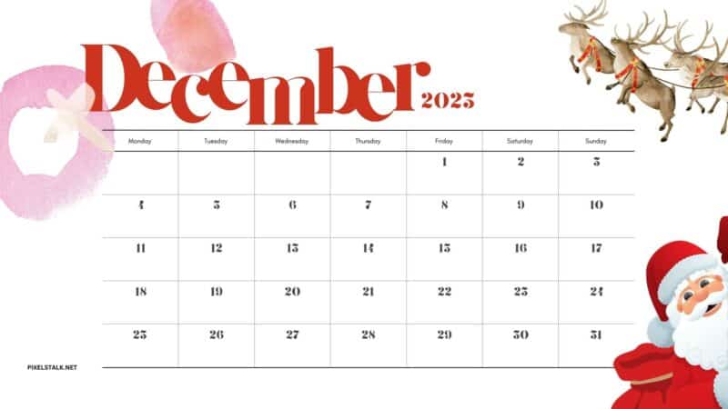December 2023 Calendar Desktop Wallpapers - PixelsTalk