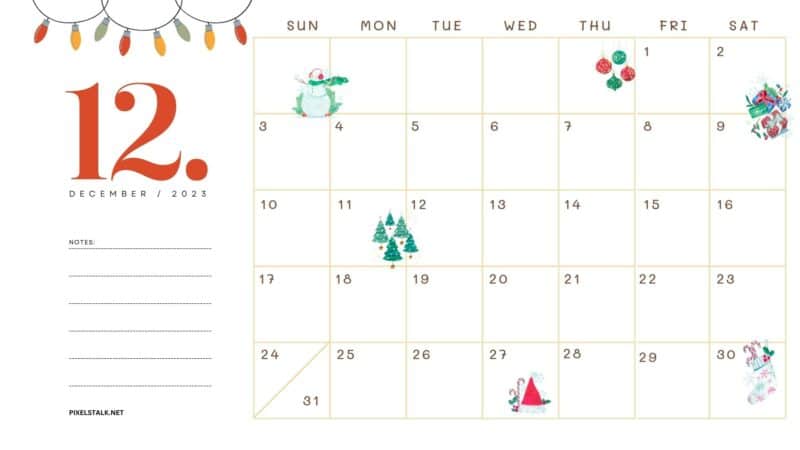 December 2023 Calendar Wallpapers HD - PixelsTalk