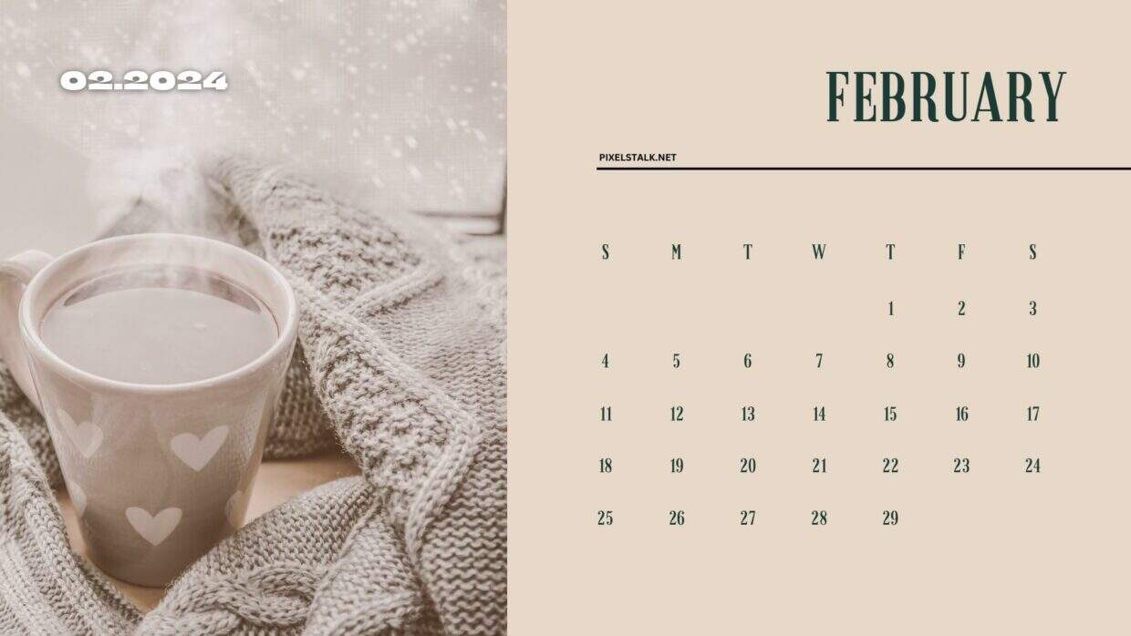 February 2024 Calendar Desktop Wallpapers - PixelsTalk