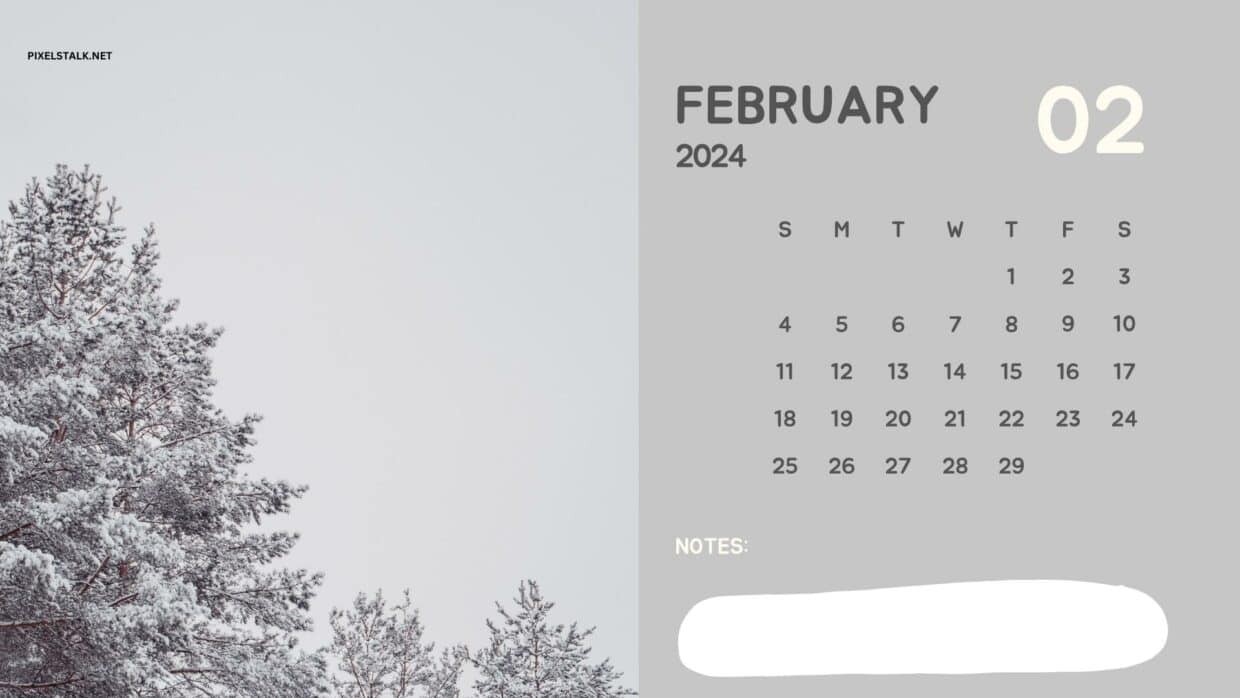 February 2024 Calendar Desktop Wallpapers - PixelsTalk